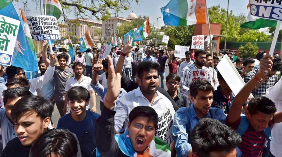Protest against CBSE, SSC paper leaks gather steam in Delhi - The Statesman