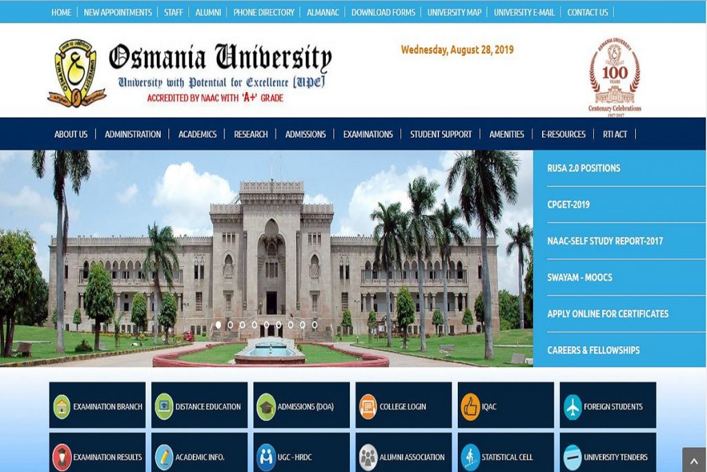 Osmania University Revaluation results 2019 declared at osmania.ac.in ...