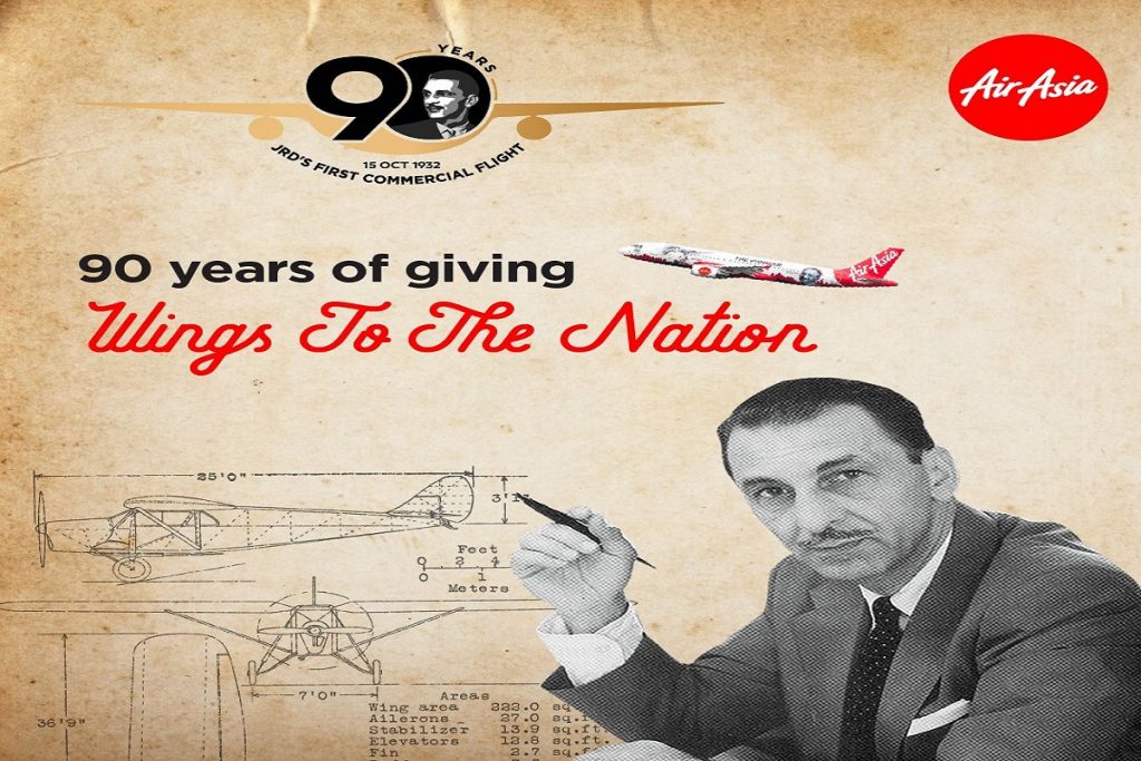 AirAsia commemorates 90th anniversary of JRD Tata's first commercial ...